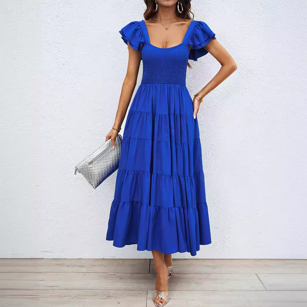 Giada | Maxi dress with ruched bodice and ruched straps – Eleganza Milano